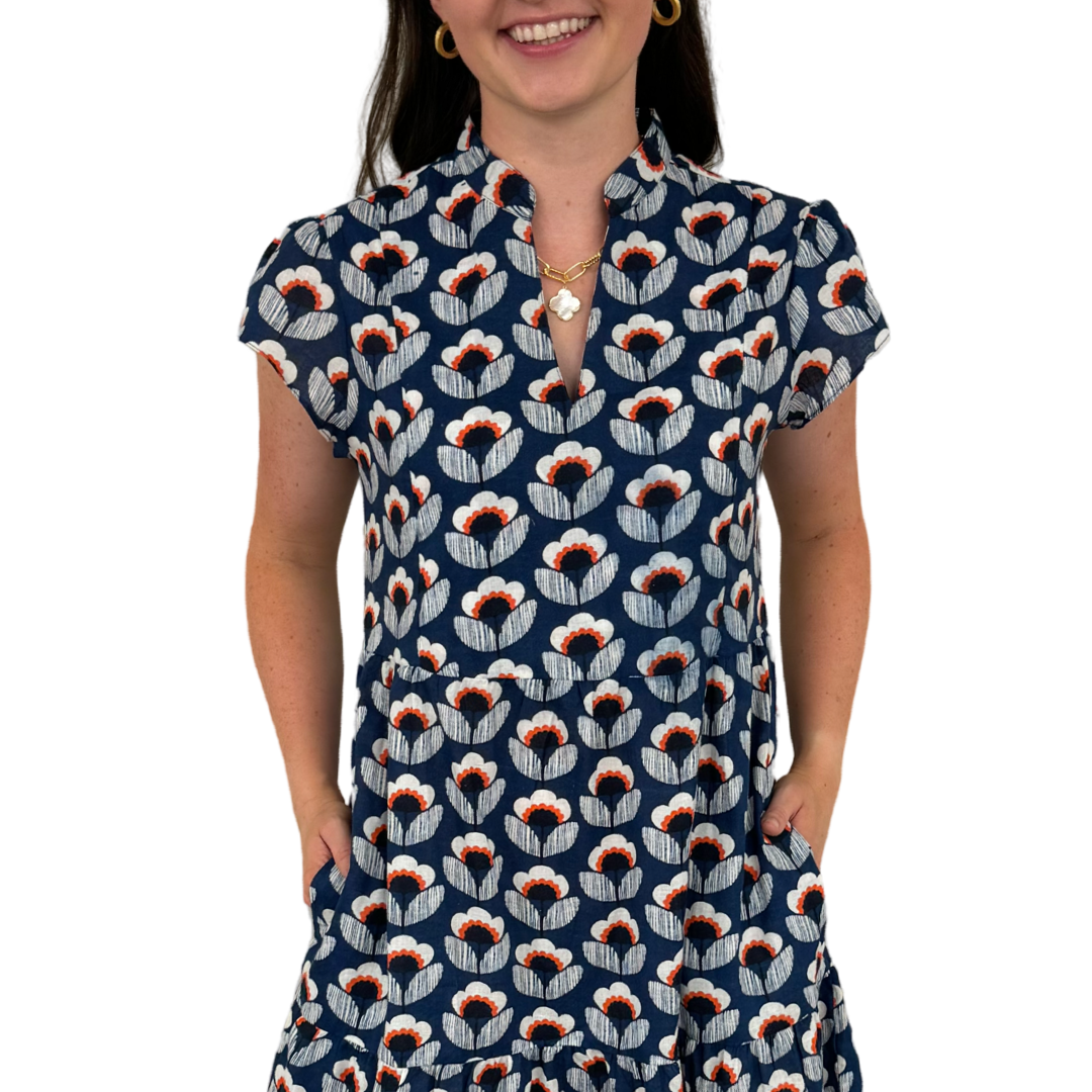 The Preston Dress in Navy and Orange Floral – Liza Byrd