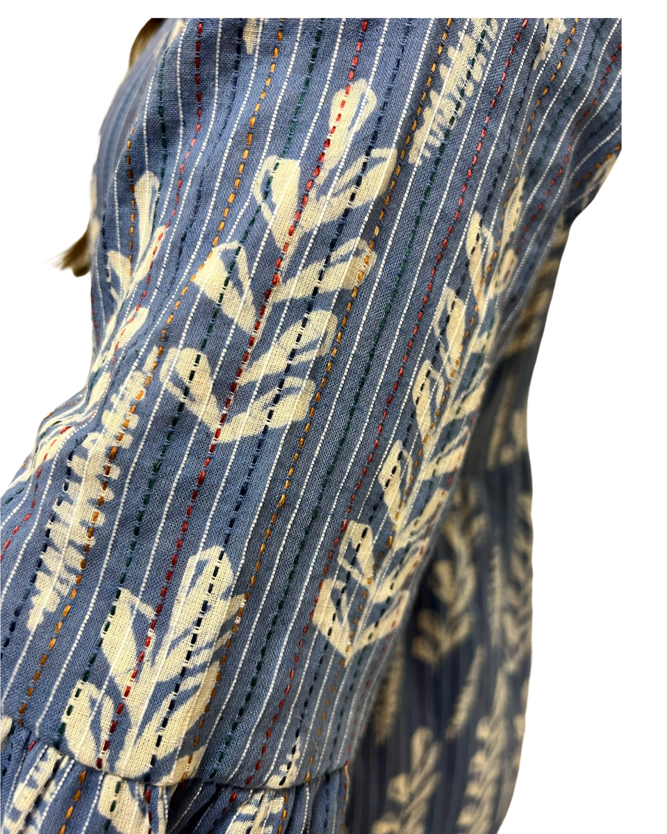 The Alexandra Blue Stipe Motif Overlay Dress – Liza Byrd
